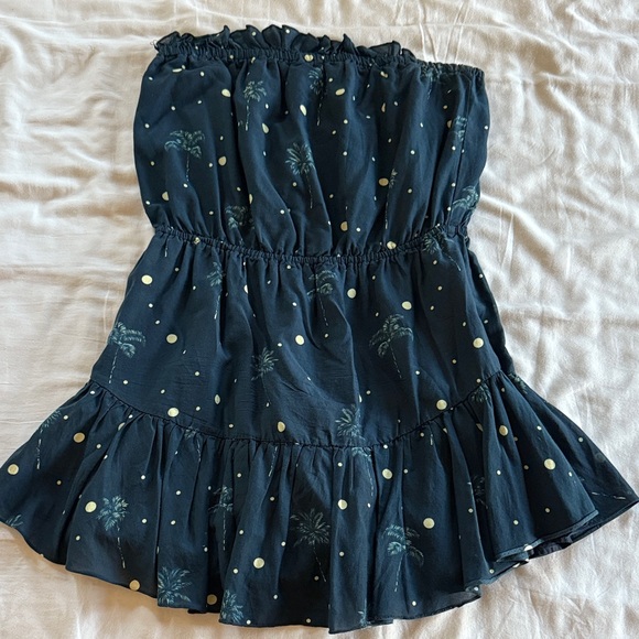 Sam & Lavi | Dresses | Sam Lavi Dark Blue Strapless Dress With Palm And ...